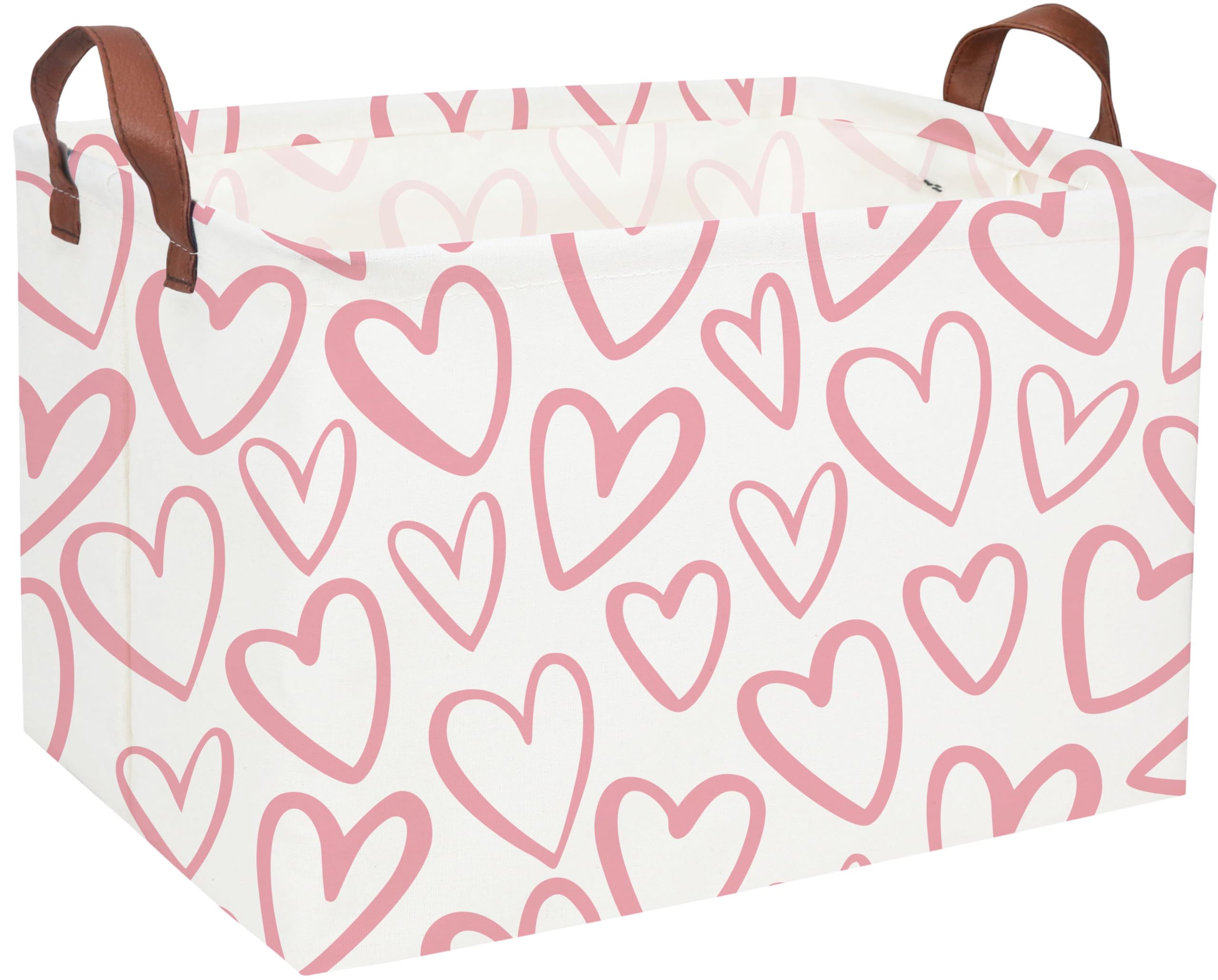 Amazon.com: Essme Rectangular Pink Basket Girls Storage Box,Pink Heart ...