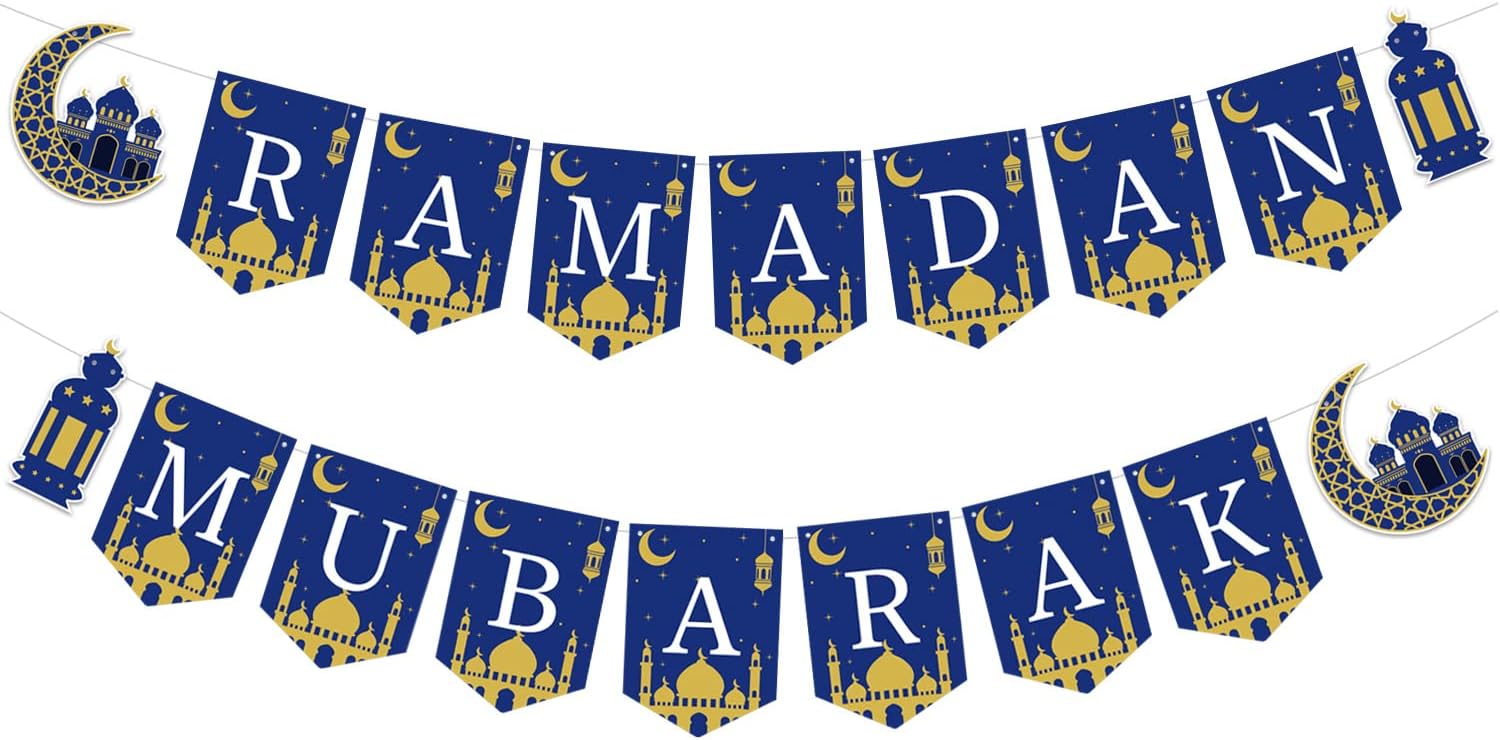 Amazon.com: JOZON Ramadan Mubarak Banner Muslim Ramadan Mubarak Bunting ...