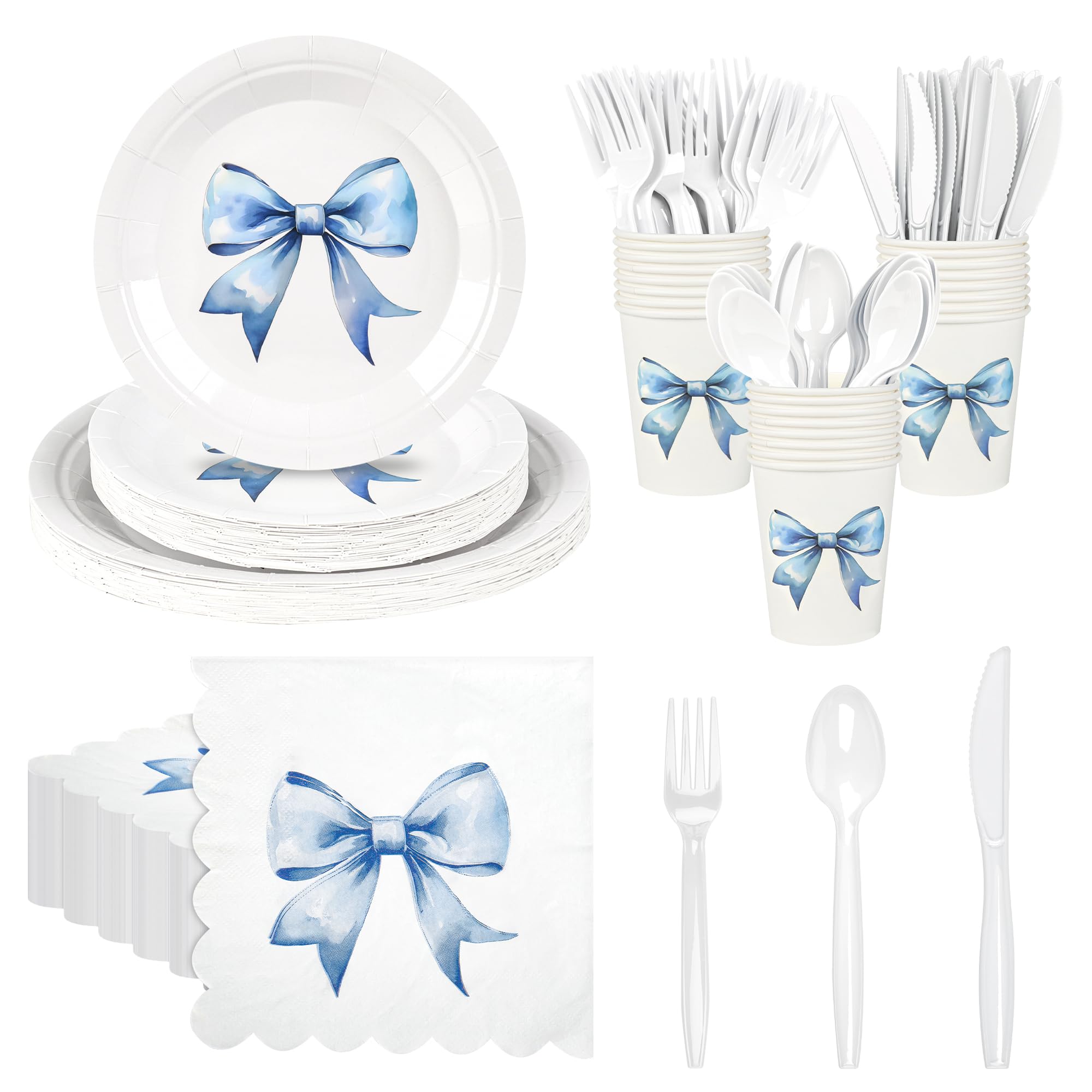 Amazon.com: 175pcs Blue Bow Party Supplies, Conquette Cute Supplies ...