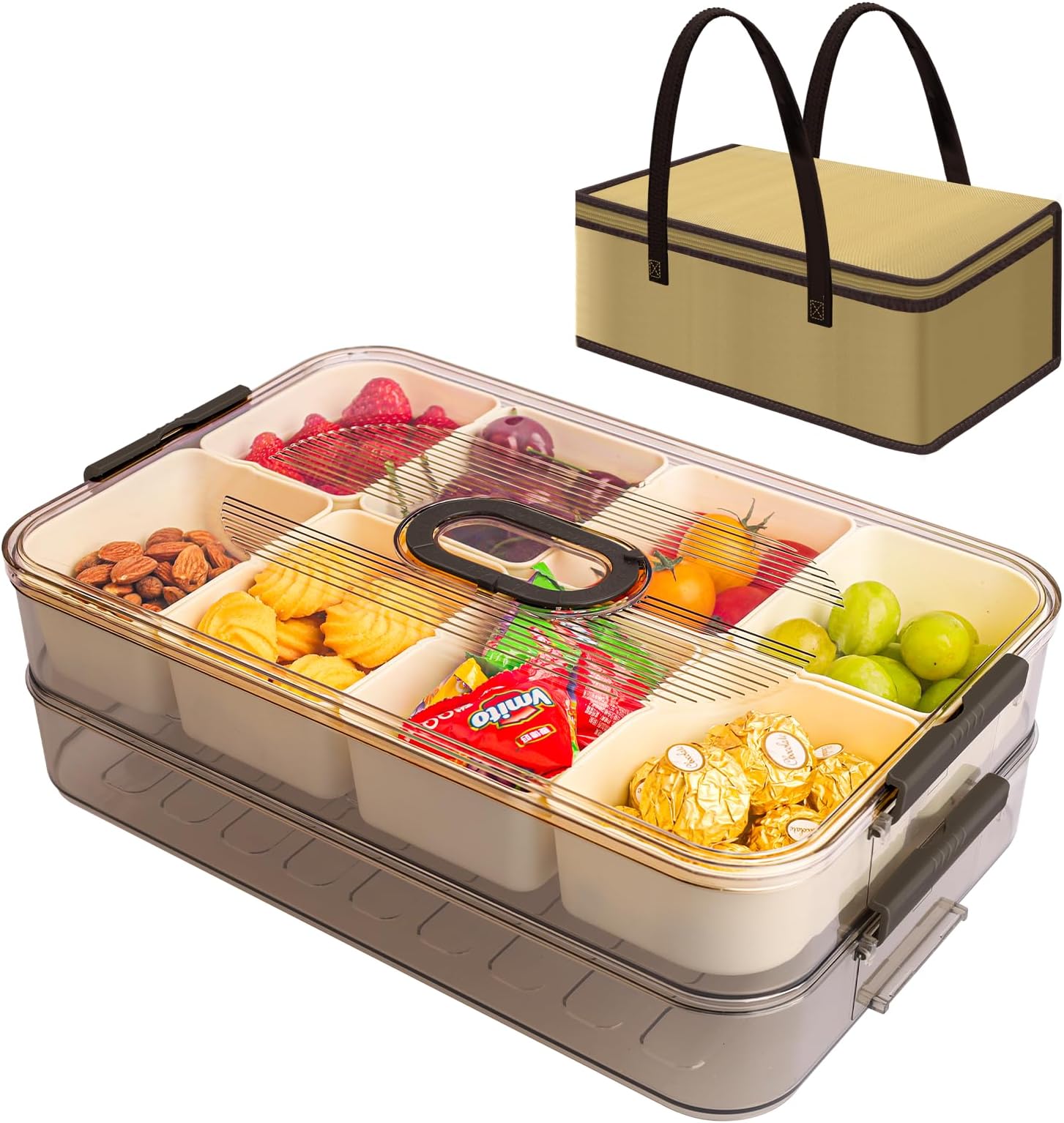 Amazon.com | LZXQYMX Divided Snack Tray With Lid and Handle, Portable ...