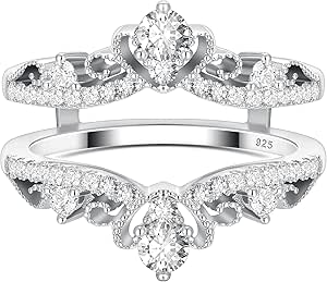 Amazon.com: Wuziwen Vintage Crown Ring Enhancer for Engagement Rings Wrap Guard Wedding Band for ...