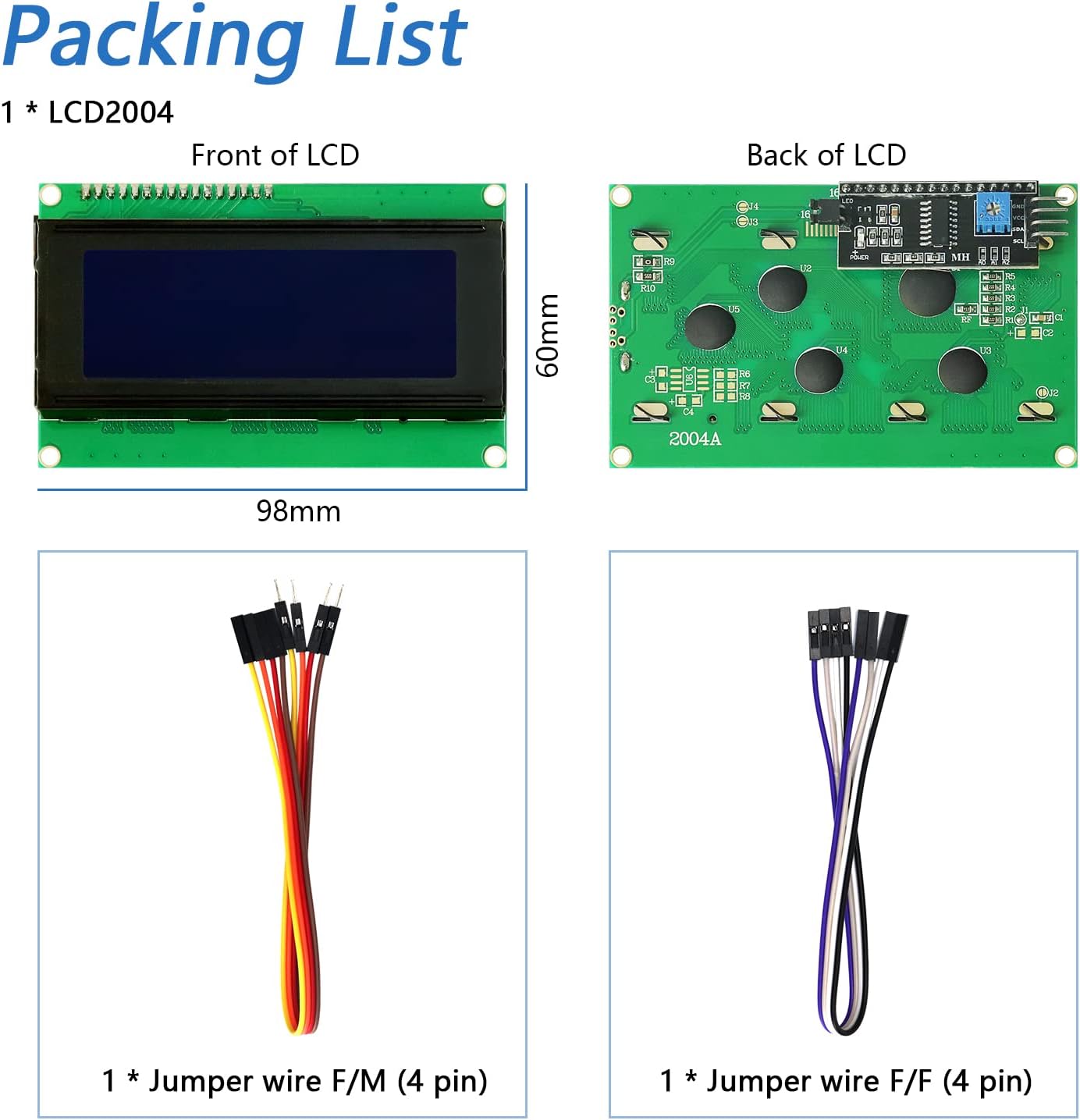 Buy Freenove I2C LCD 2004 Module, IIC TWI Serial 20x4 Display ...