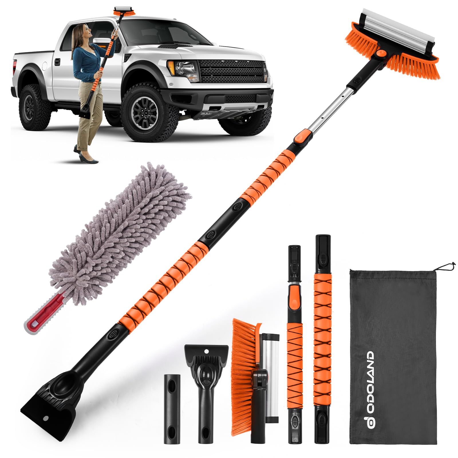 Amazon.com: Odoland 56.8" Extendable Snow Brush for Car, 3 in 1 Ice ...