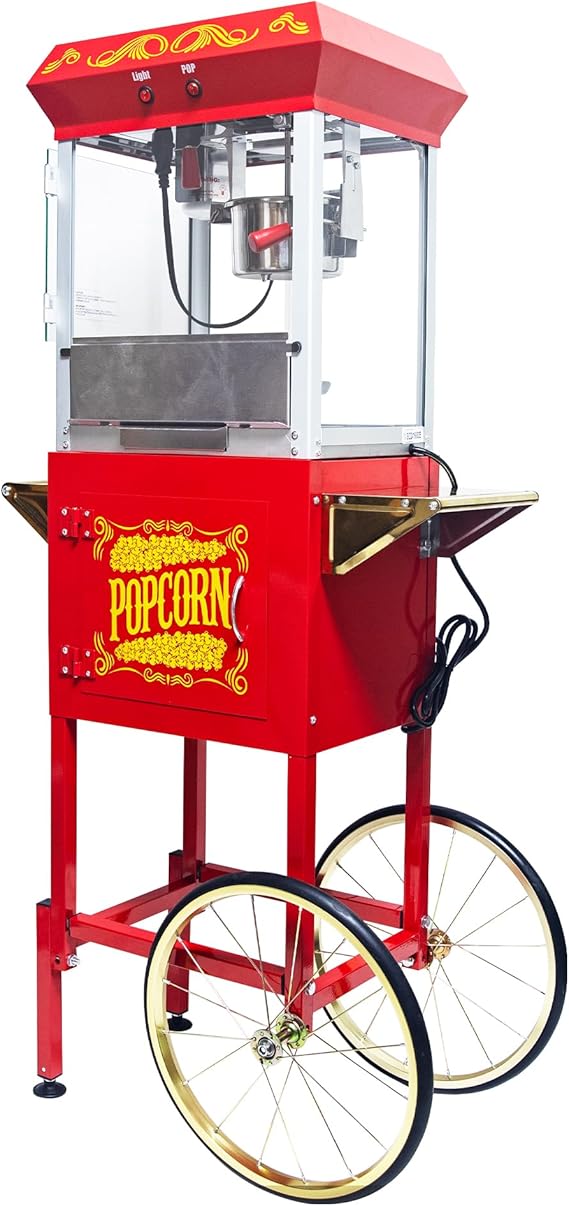 Amazon.com: Popcorn Machine Cart, Popcorn Popper on Wheels Movie ...