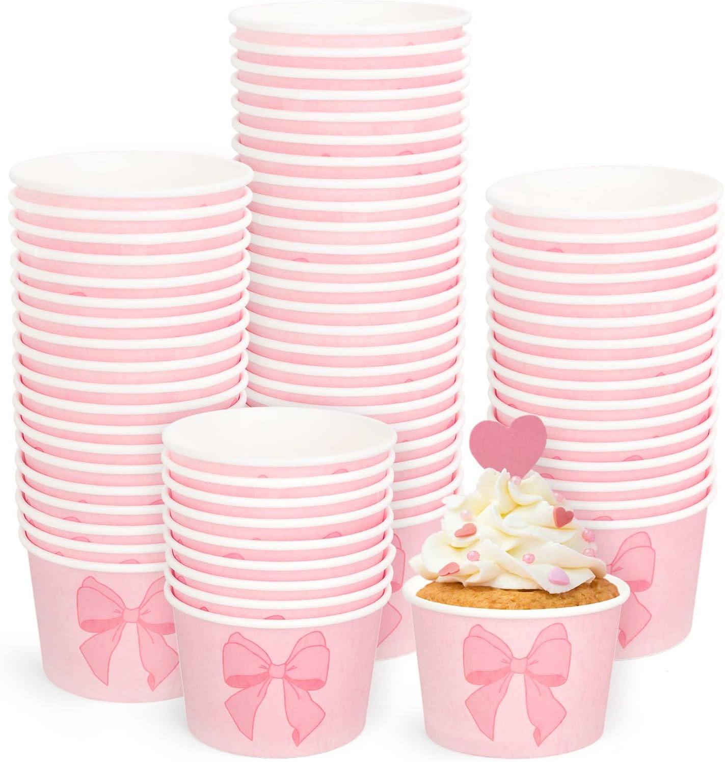 Amazon.com: FYSUIMU 50 Pcs Pink Bow Snack Cups Bowknot Coquette ...