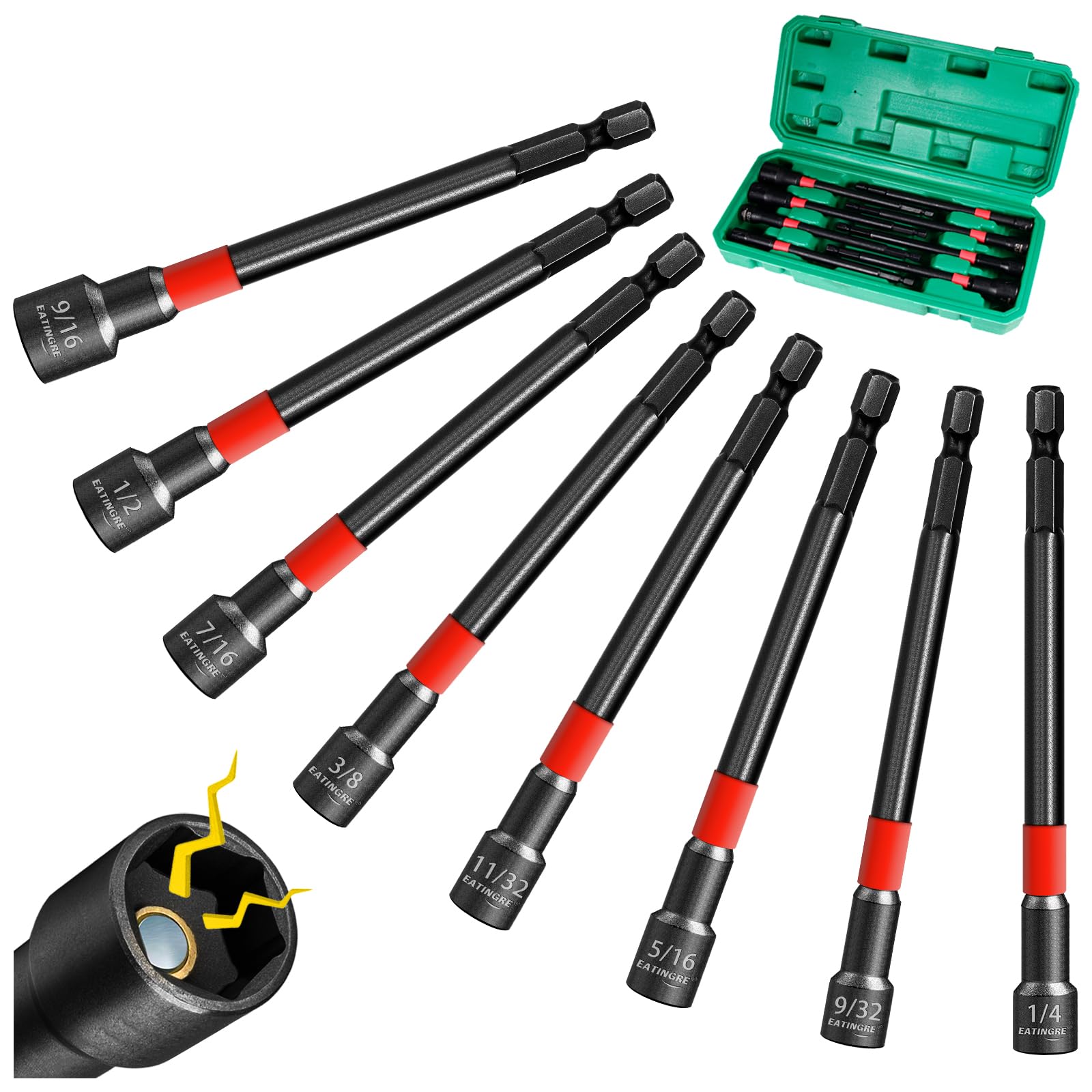 Amazon.com: 8 PCS Magnetic Nut Driver Set, 6 Inch Long Nut Driver Set ...