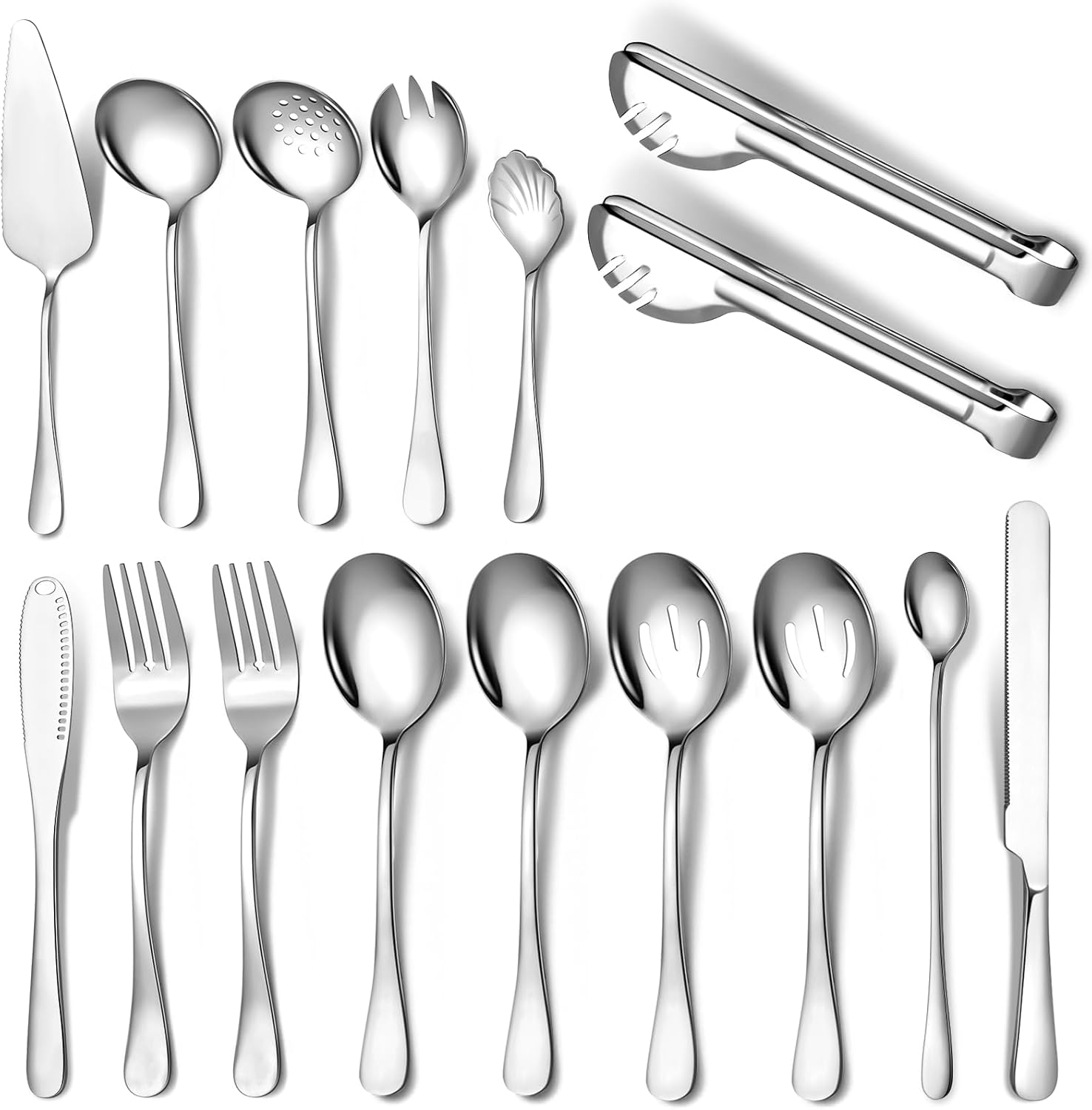 Amazon.com | Keyoxy Serving Utensils,16 Pcs Stainless Steel Serving ...
