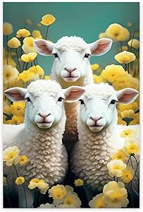 Amazon.com: VUEDJRO Diamond Painting Flowers Sheep DIY Full Circle ...
