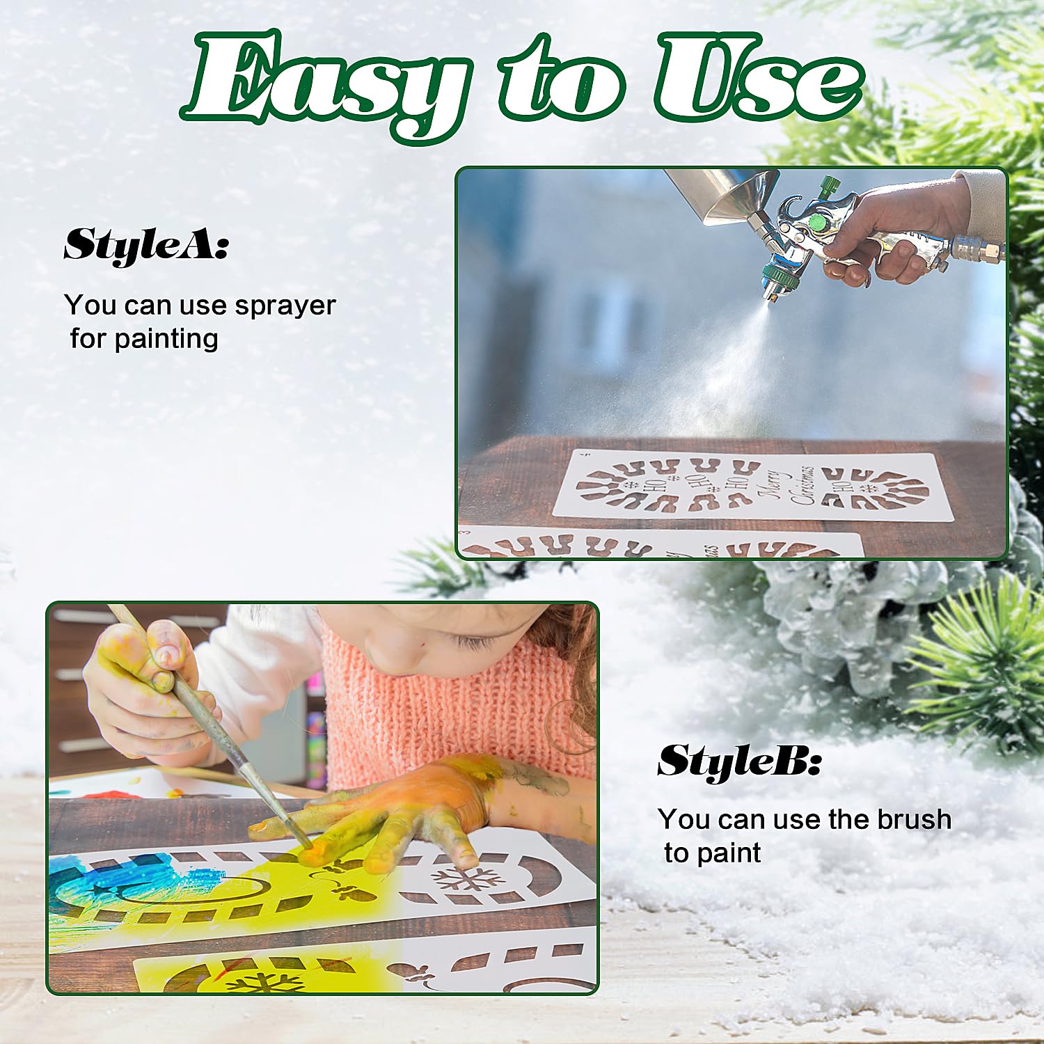 Snapklik.com : Christmas Santa Footprint Stencil,9pcs Snowflake ...