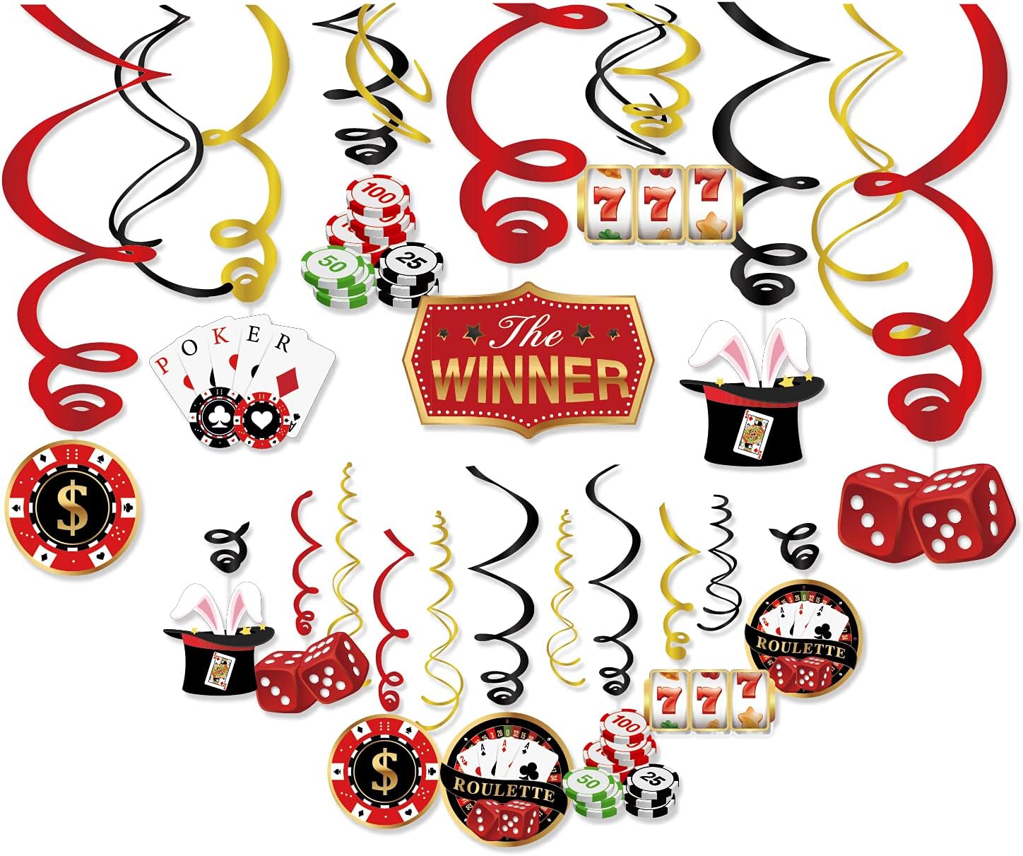 Amazon.com: CC HOME 15Pack Casino Poker Card Hanging Swirls Club Bar ...
