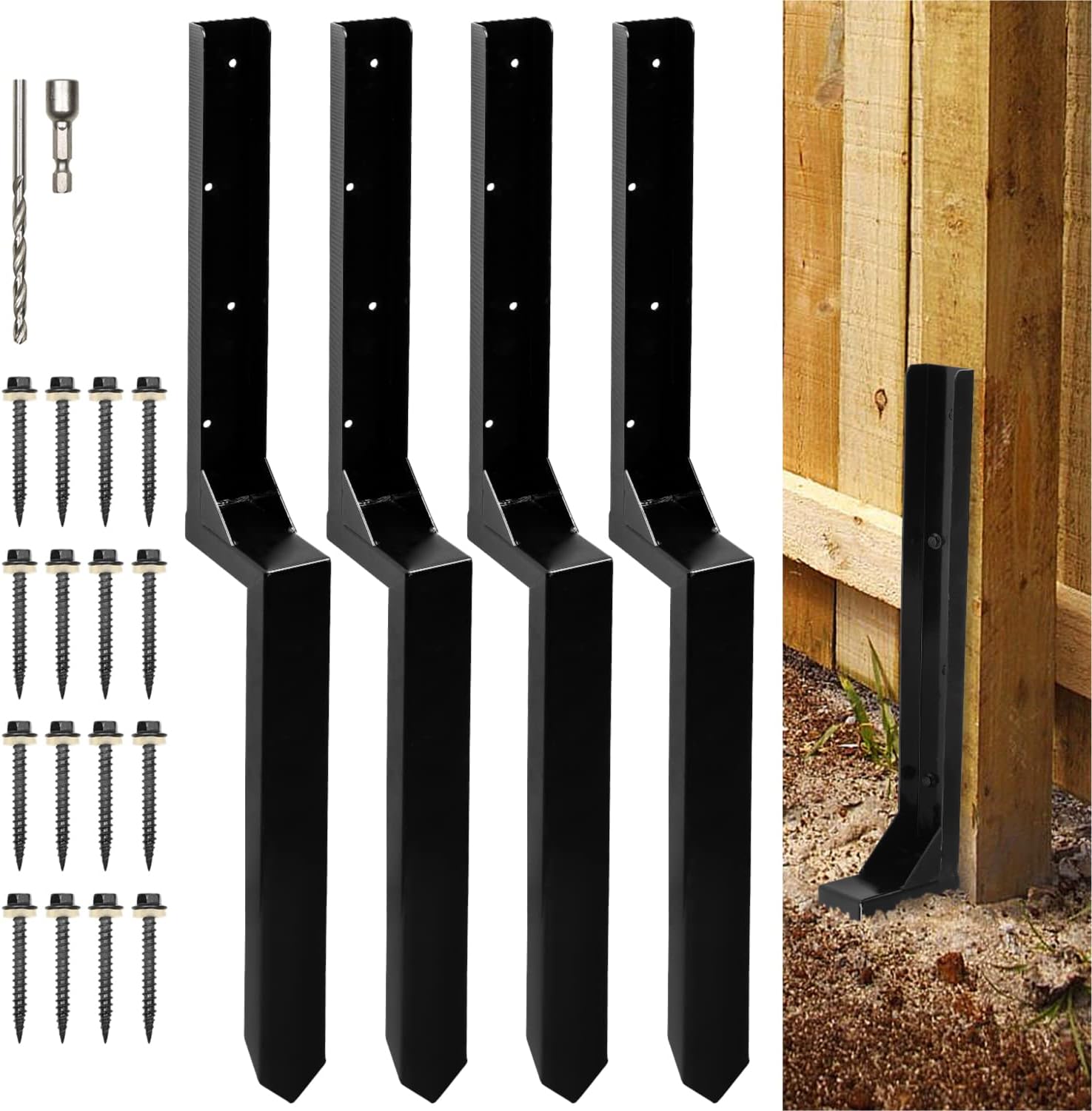 Amazon.com: WIMART Fence Post Repair Kit, Heavy Duty Steel Fence Post ...