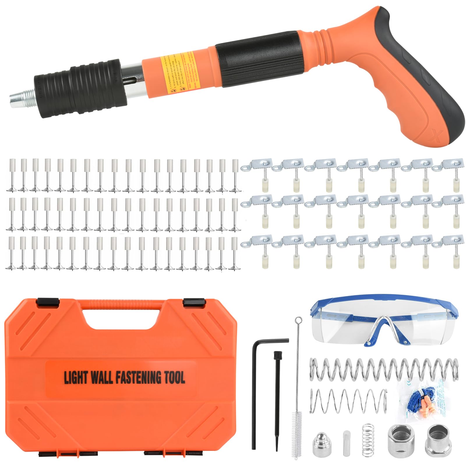 EXCECAR Concrete Nail Gun with 120pcs Nails, 60pcs Round Nail and 60pcs ...