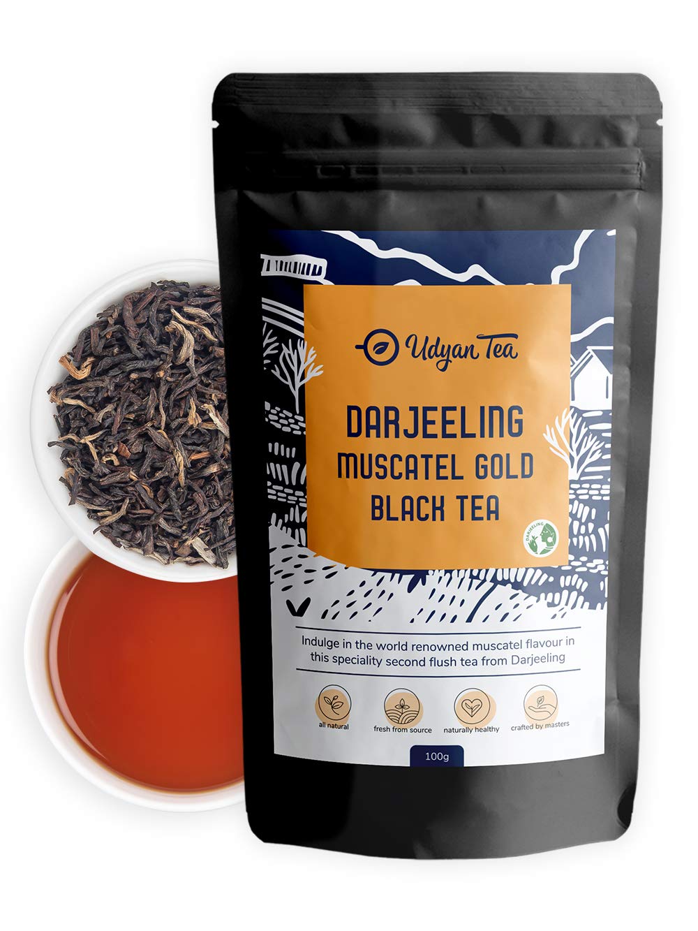 Amazon.com : Udyan Tea Darjeeling Muscatel Gold Black Tea, 100G (40 ...