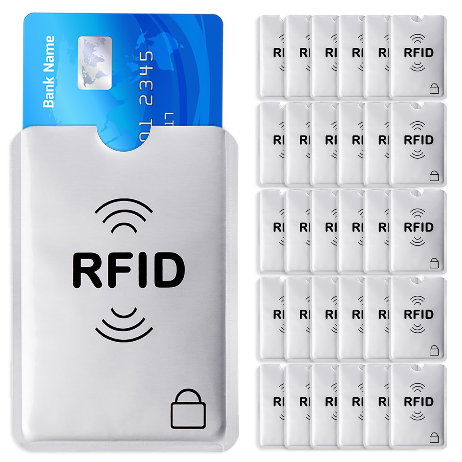 Protector de tarjeta de crédito, 30 Fundas de Bloqueo RFID, Tarjetero con Bolsillo Protección ...