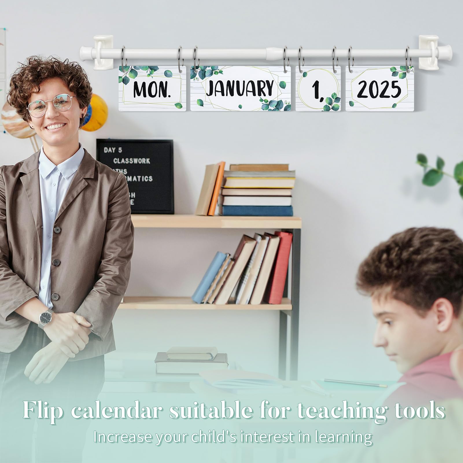 Snapklik.com : Flip Calendar For Classroom, Greenery 54 Cards Calendar ...