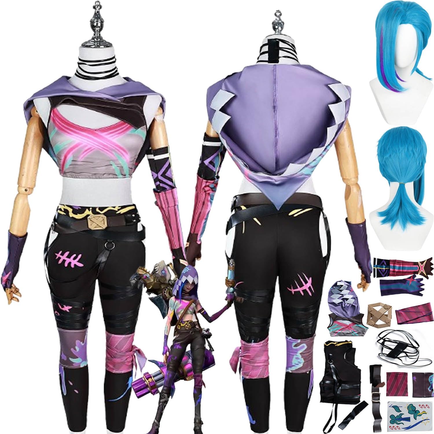 Amazon.com: Anime Arcane Season 2 Jinx New Skin Cosplay Costume Outfit ...