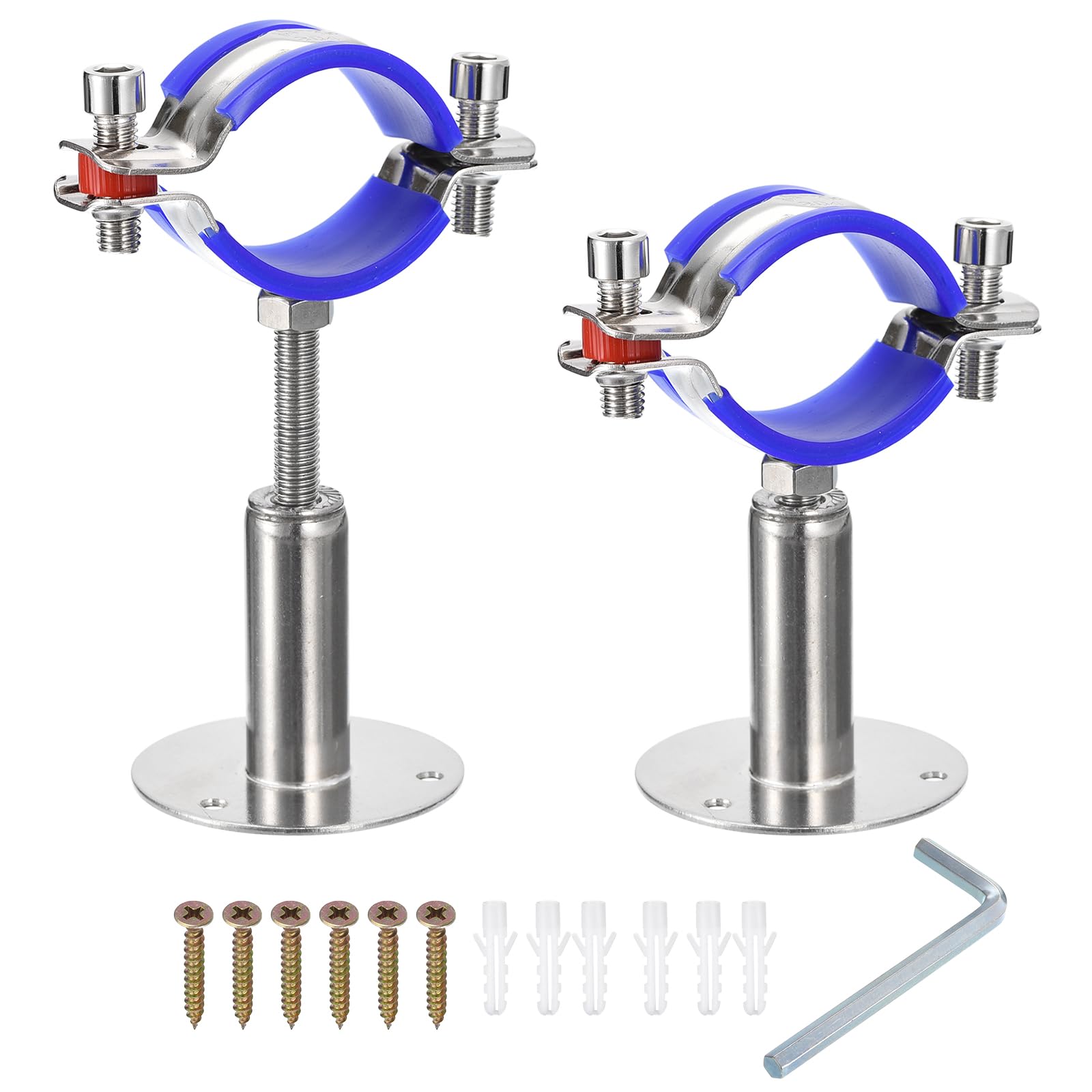 uxcell 2Pcs Stainless Steel Pipe Supports Wall Mount Ceiling Mount Pipe ...