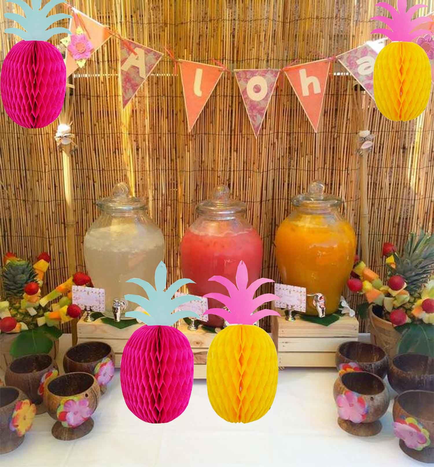 Snapklik.com : 8 Pieces 12 Inch Pineapple Honeycomb Centerpieces Tissue ...