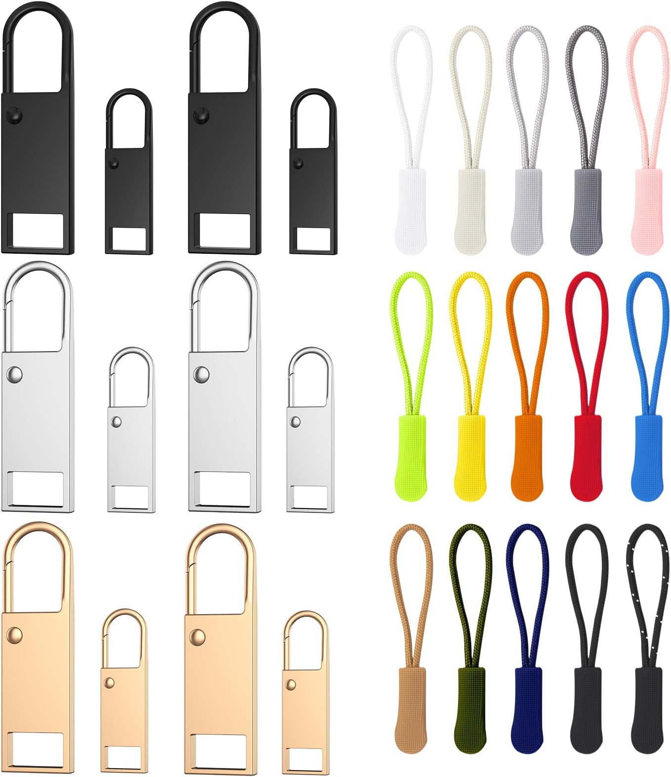 20pcs Zipper Pull Replacement Metal Zipper Gripper Mend Fixer Zipper ...