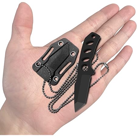 Amazon.com : LFHC Small Neck Knife Mini Full Tang EDC Tanto Fixed Blade ...