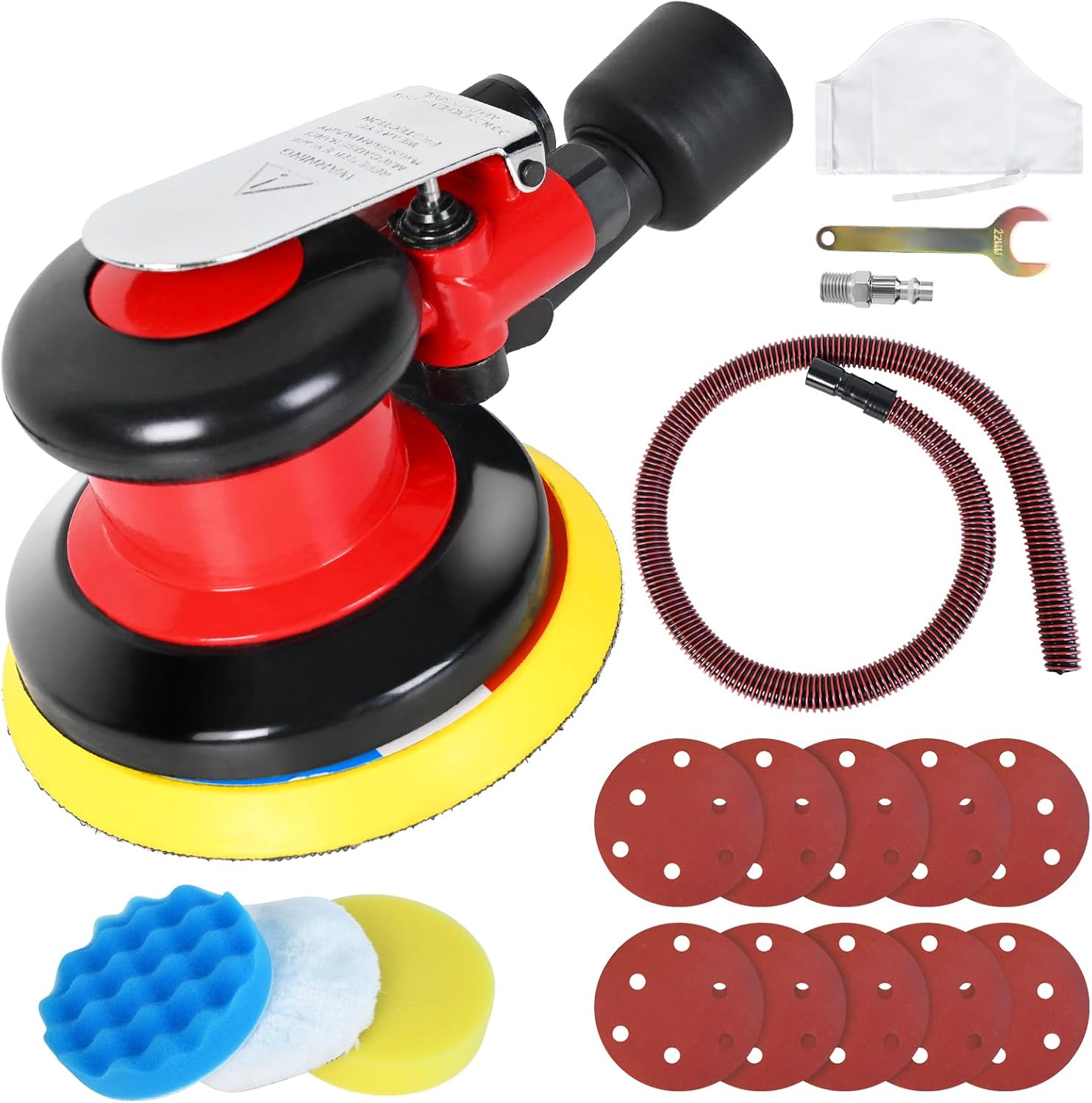 SI FANG 5 inch Dust Free Air Random Orbital Sander Industrial Vaccum ...
