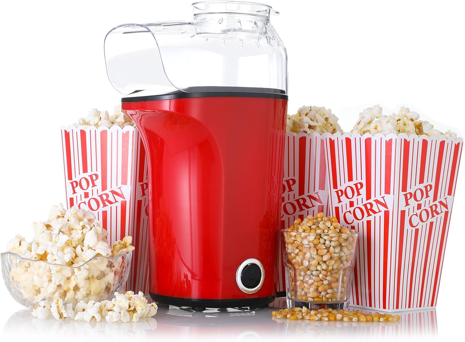 TLGREEN Electric Popcorn Maker, 1400W Healthy Oil-Free Hot Air Popcorn ...