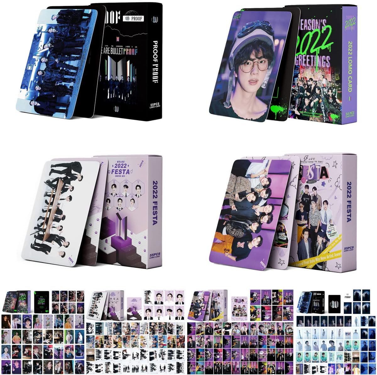 Amazon.com: XTOUT@FVJ 4Pack/219Pcs Bangtan Boys Photocards Lomo Cards ...