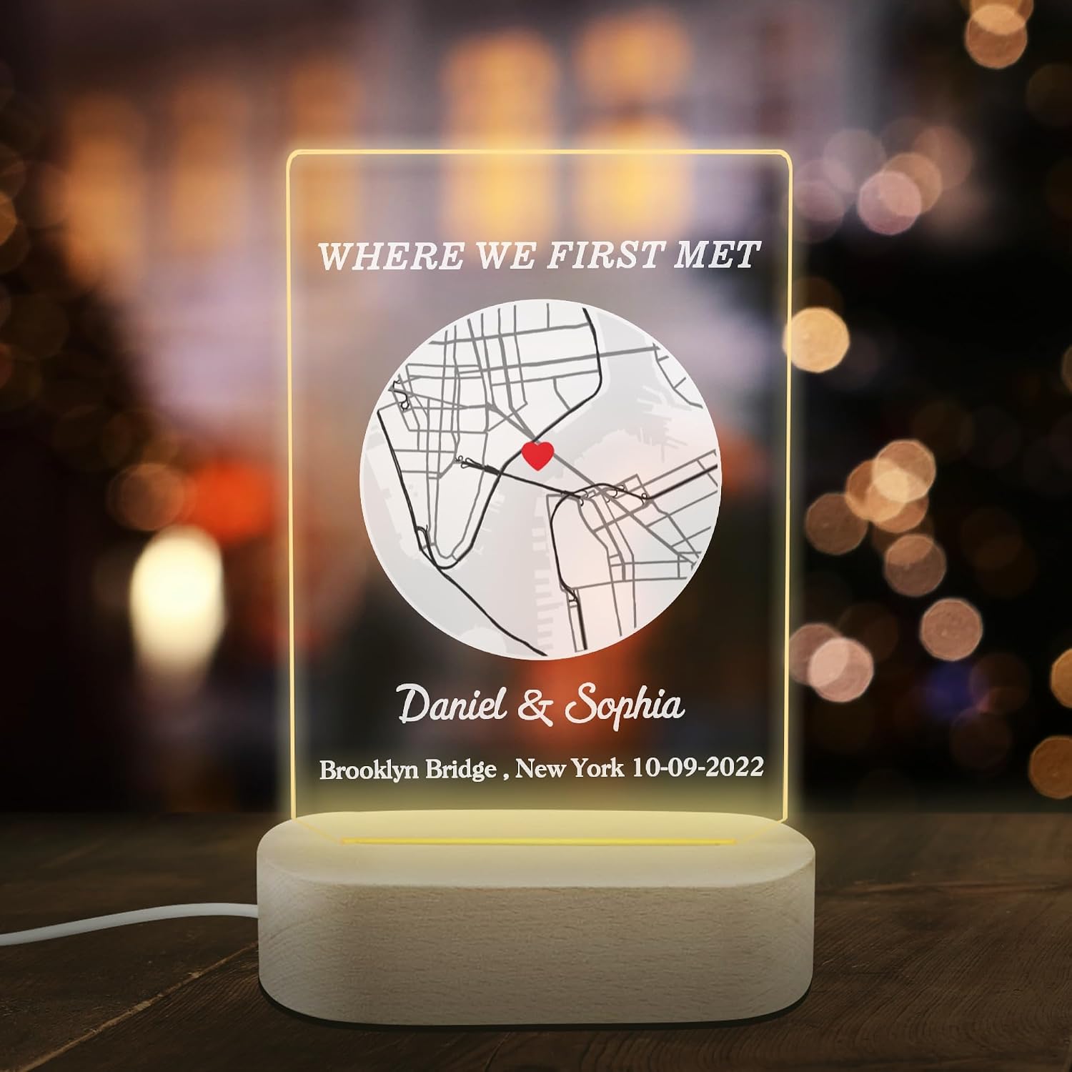 Amazon.com: Personalized Where We Met Map Plaque With Stand ...