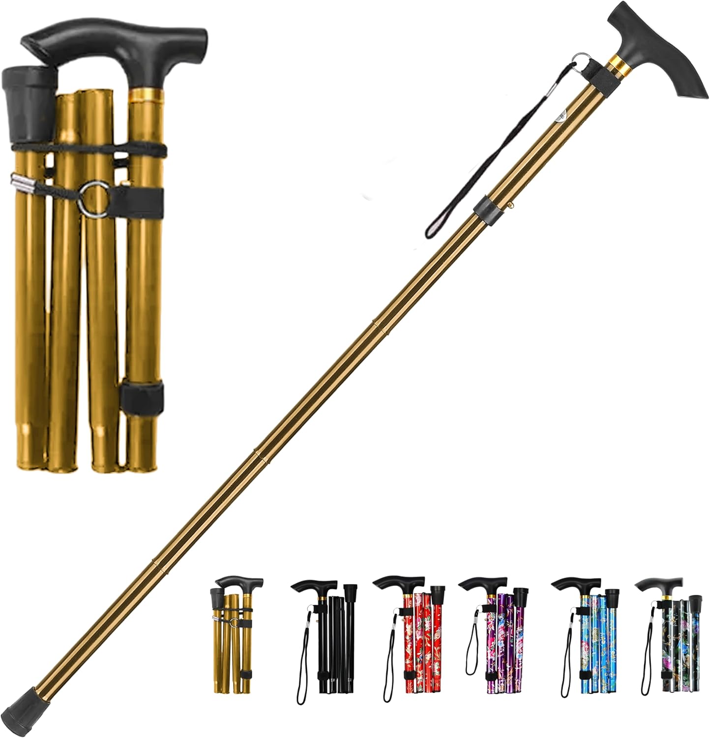 LZZAZ® Walking Stick, Adjustable Height Folding Walking Sticks for Men ...