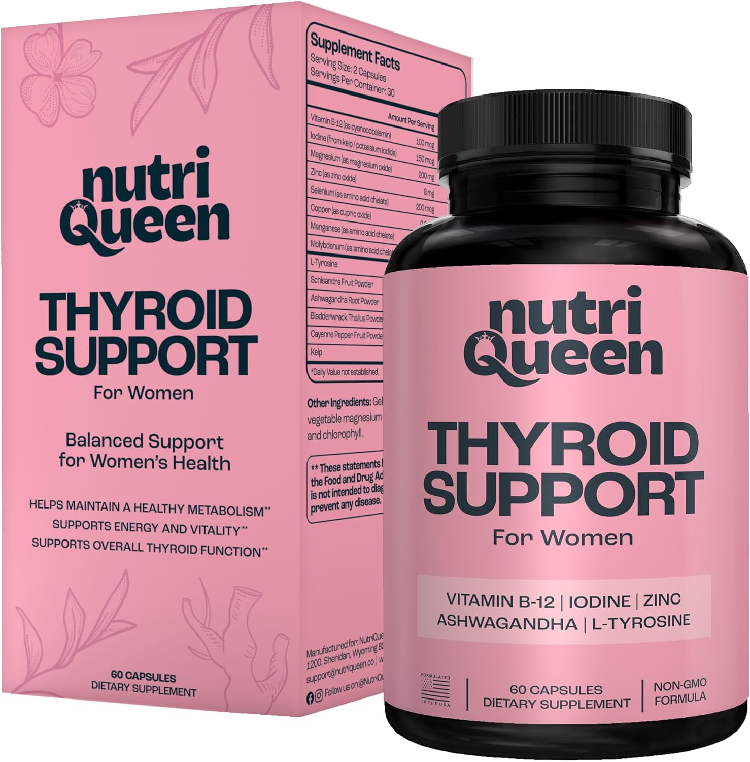 Amazon.com: NutriQueen Thyroid Support for Women, Female Vitamin ...