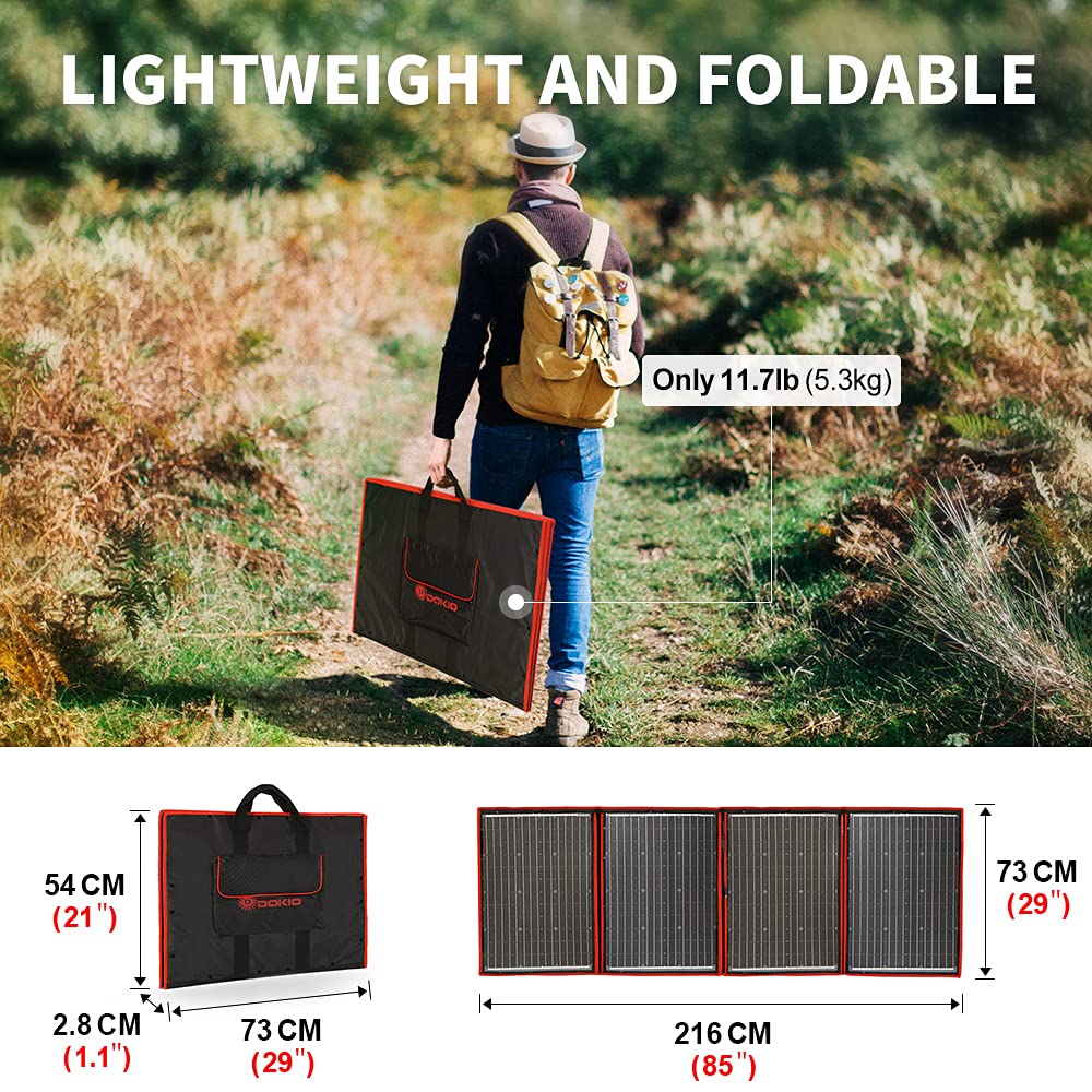 DOKIO 220W 18V Portable Foldable Solar Panel Kit Lightweight(11lb,28x20 ...