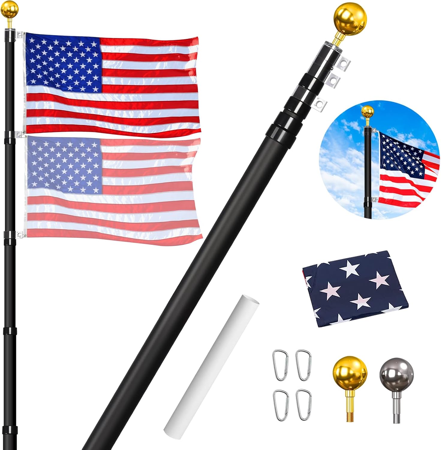20FT Telescopic Flag Pole Kit, Heavy Duty Aluminum Nepal | Ubuy