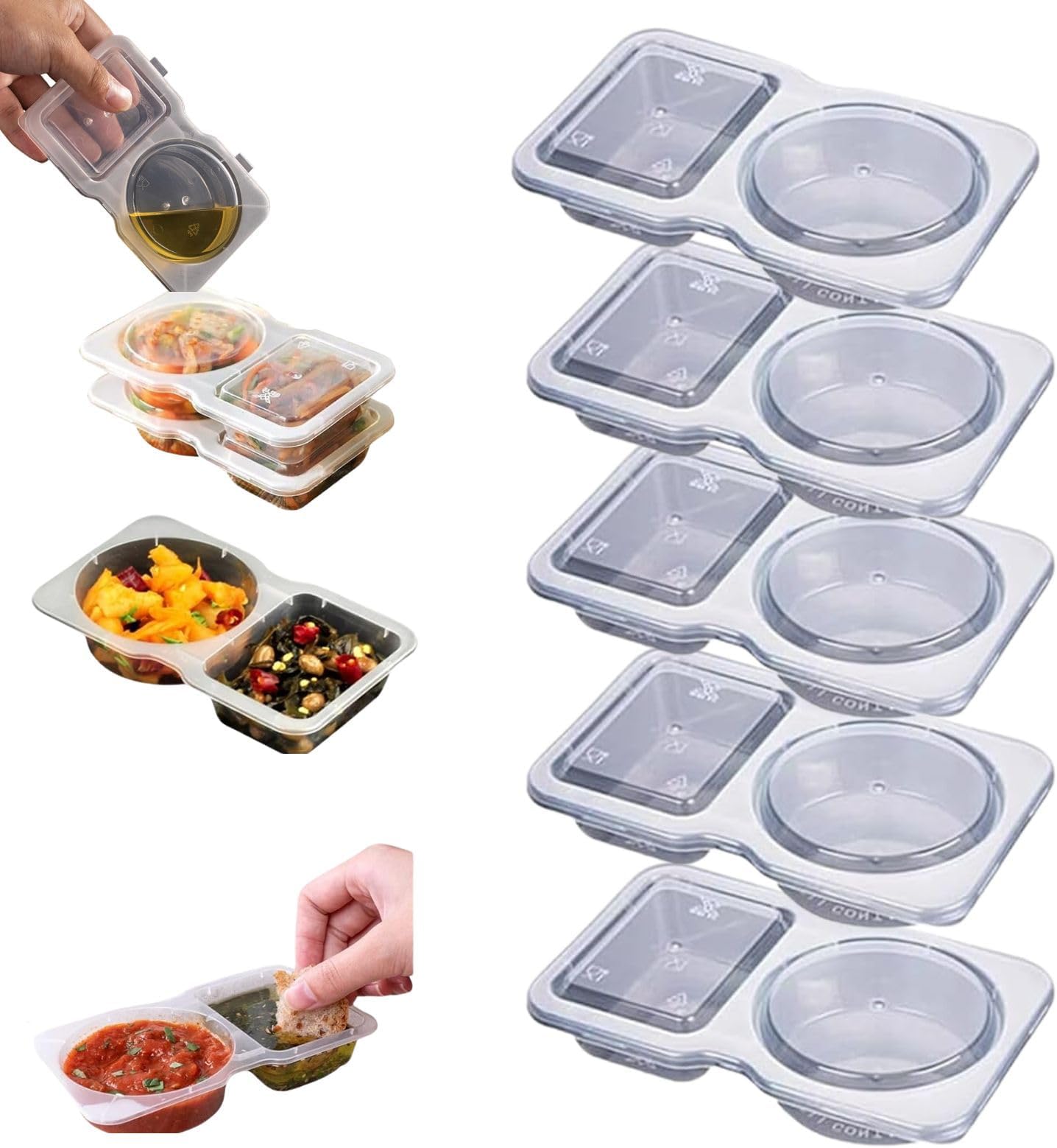 Amazon.com: Disposable Two-Compartment Salad Dressing and Condiment ...