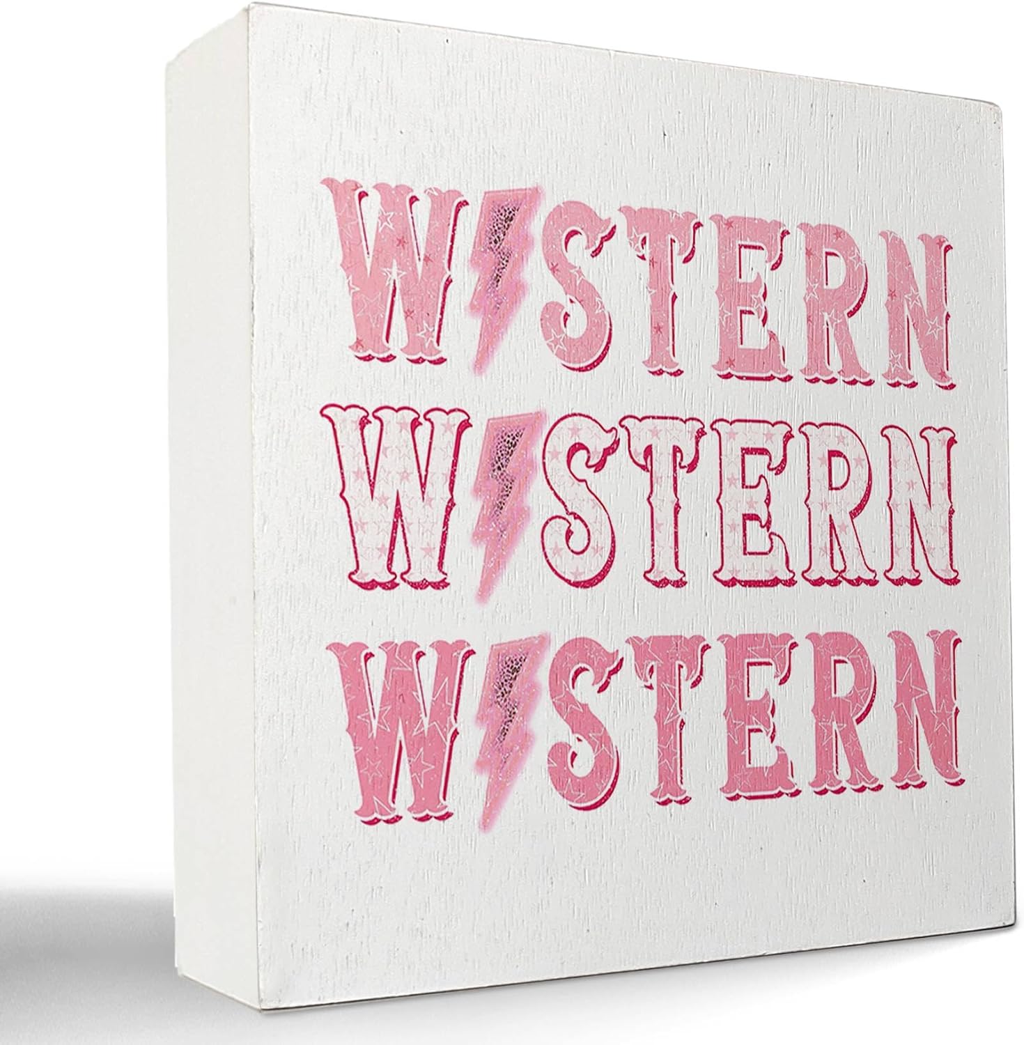 Amazon.com: kunlisa Pink Preppy Western Leopard Lightning Bolt Wooden ...