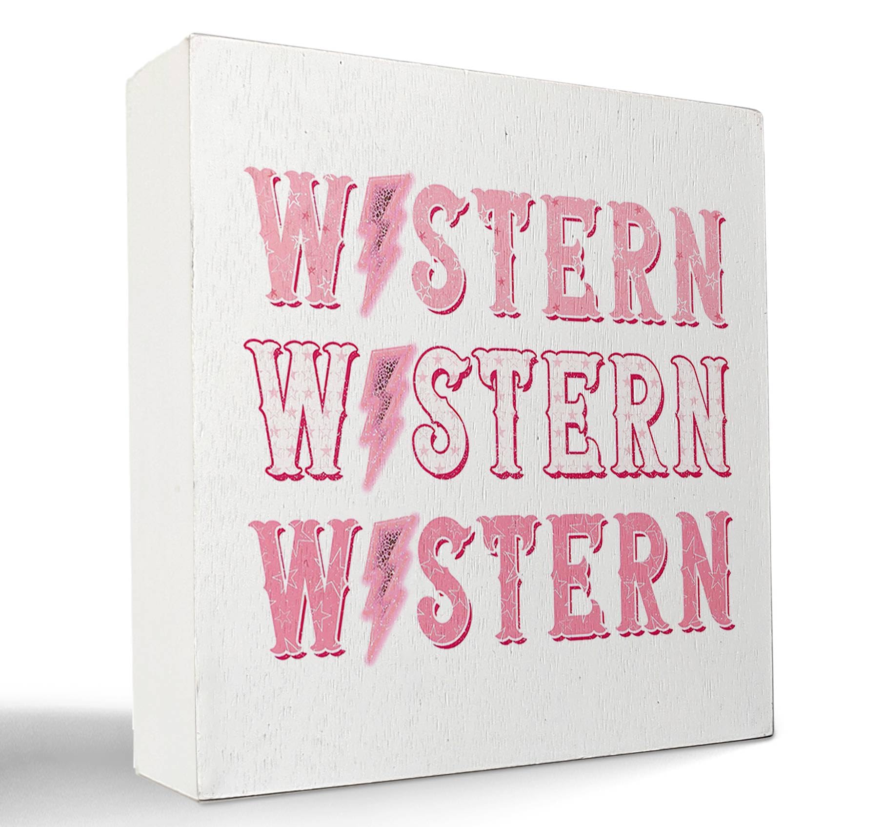 Amazon.com: kunlisa Pink Preppy Western Leopard Lightning Bolt Wooden ...