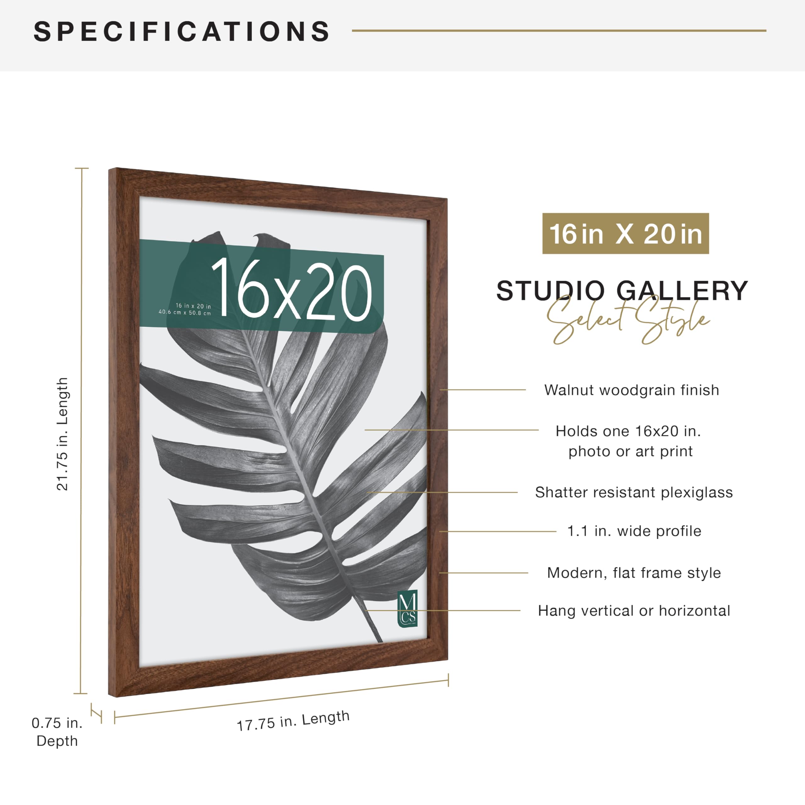 Snapklik.com : MCS Studio Gallery 16x20 Poster Frame Walnut Woodgrain ...