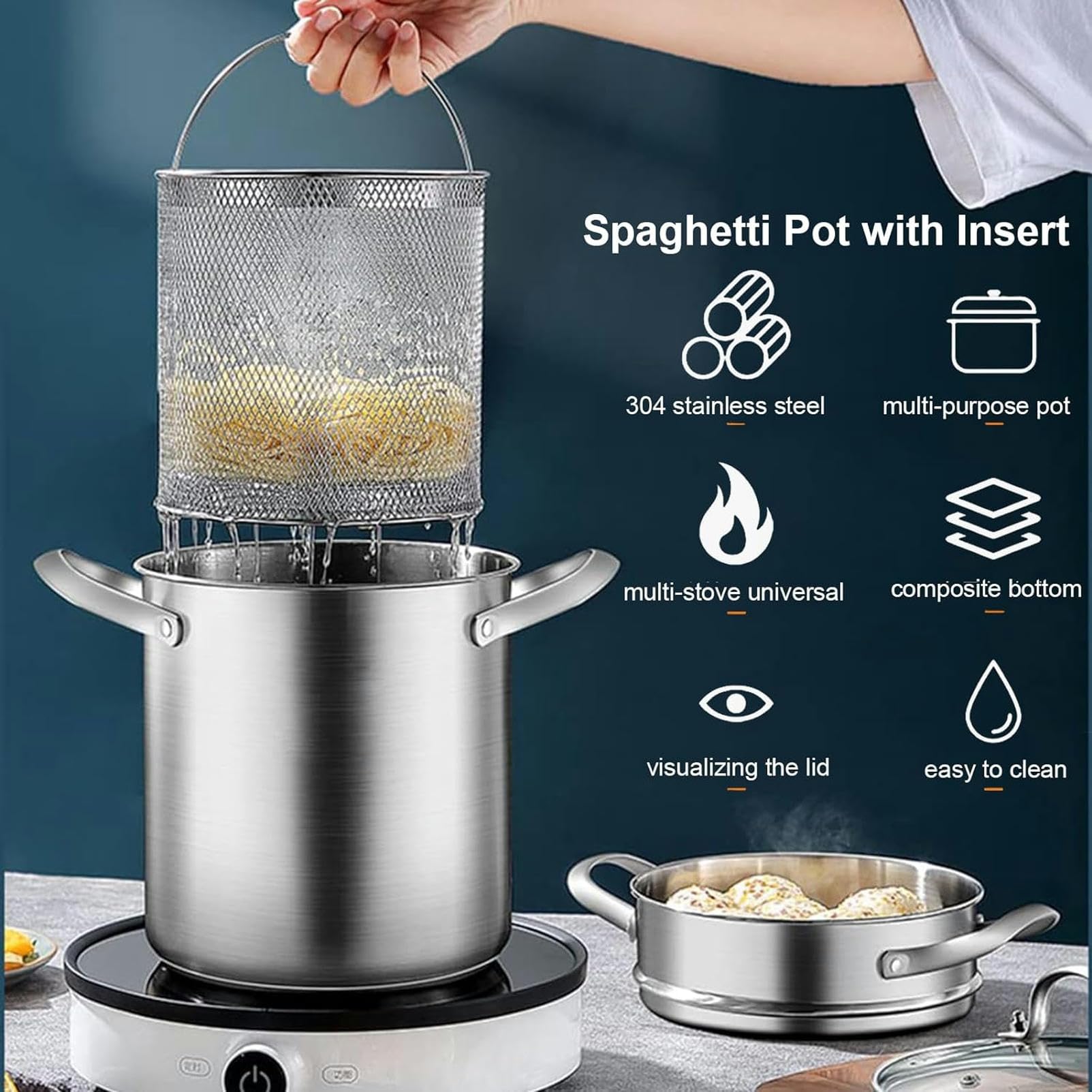 Spaghetti Cookware Stainless Steel Cooking Pots, Spaghetti Pot With