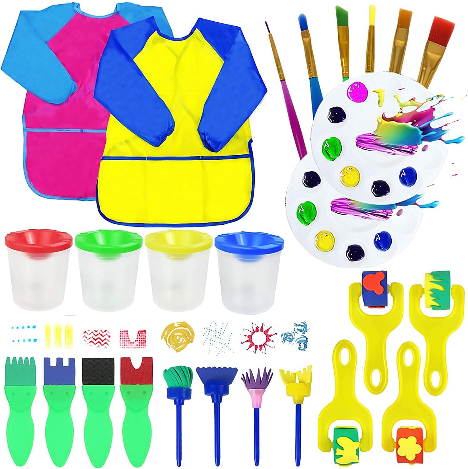 Dokpav 52 Stück Schwamm Pinsel Set Kinder, Kinder Malwerkzeuge Set ...