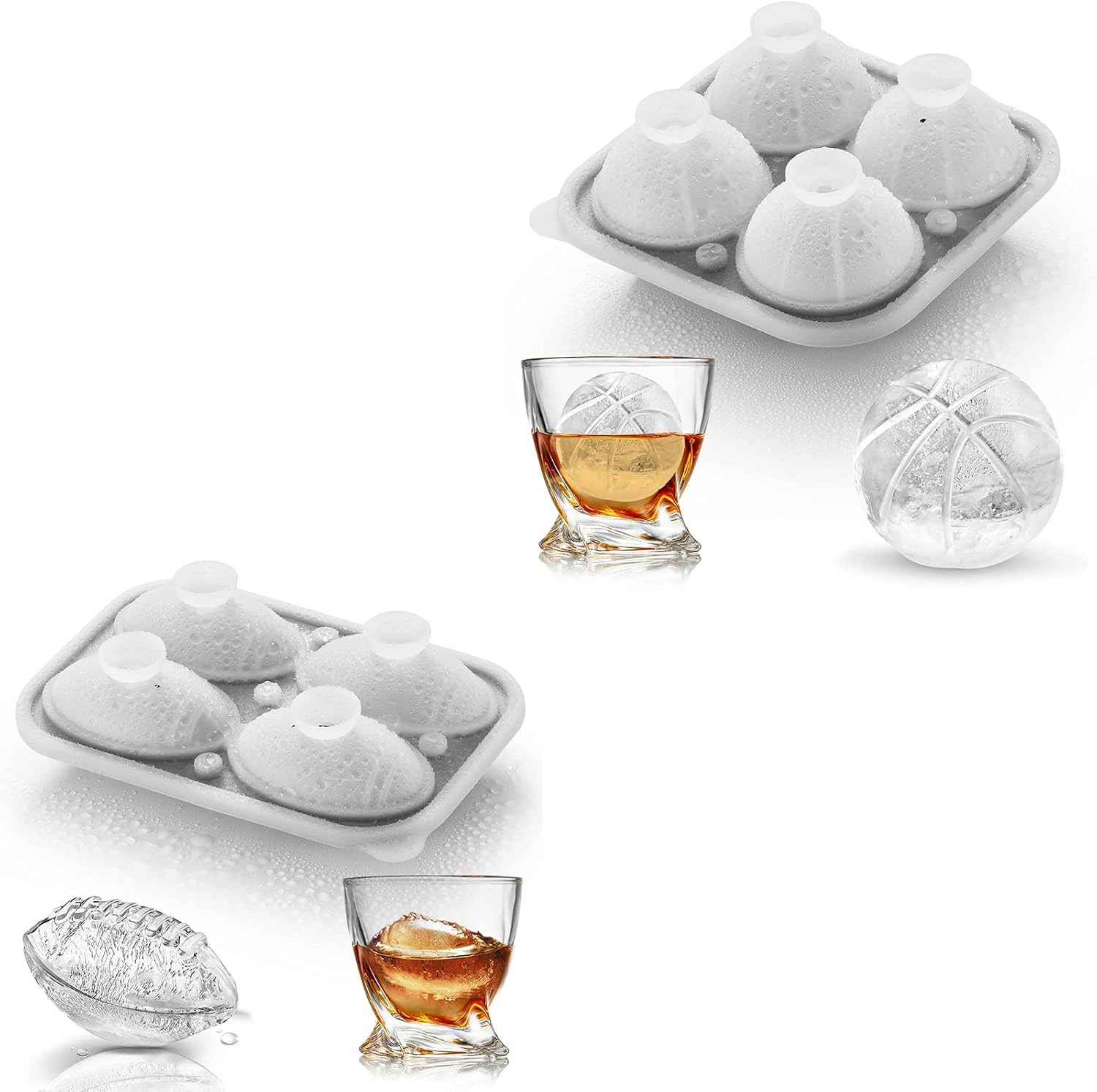 Amazon.com: ACOOKEE Silicone Football & Basketball Ice Cube Mold Fun ...