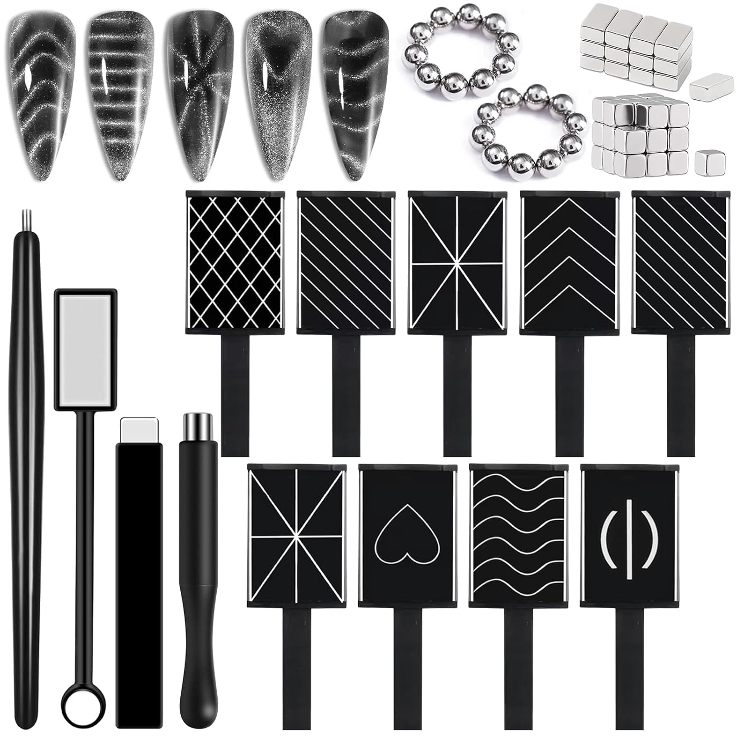 Amazon.com: JFIYUOMCI 72Pcs Nail Magnet Tool Set, Cat Eye Gel Nail ...