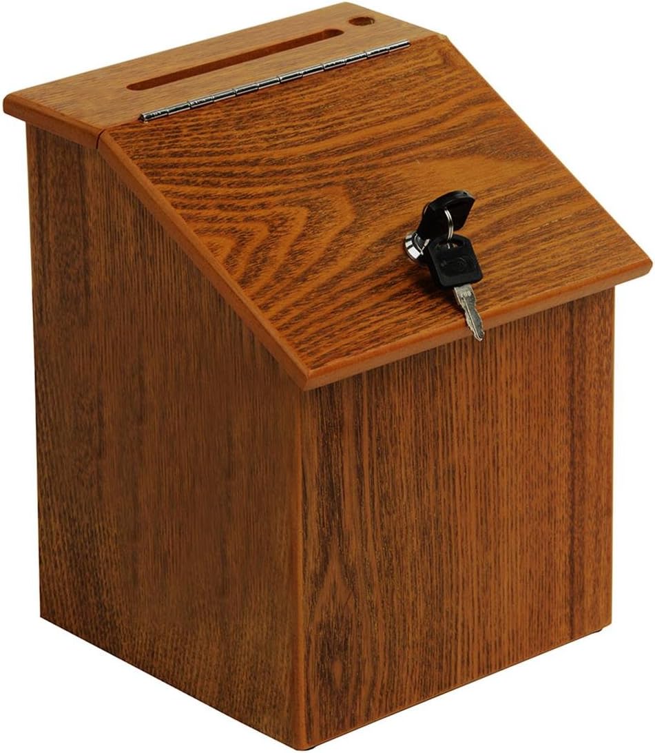 Amazon.com : Displays2go Locking Small Suggestion Box for Wall, Wood ...