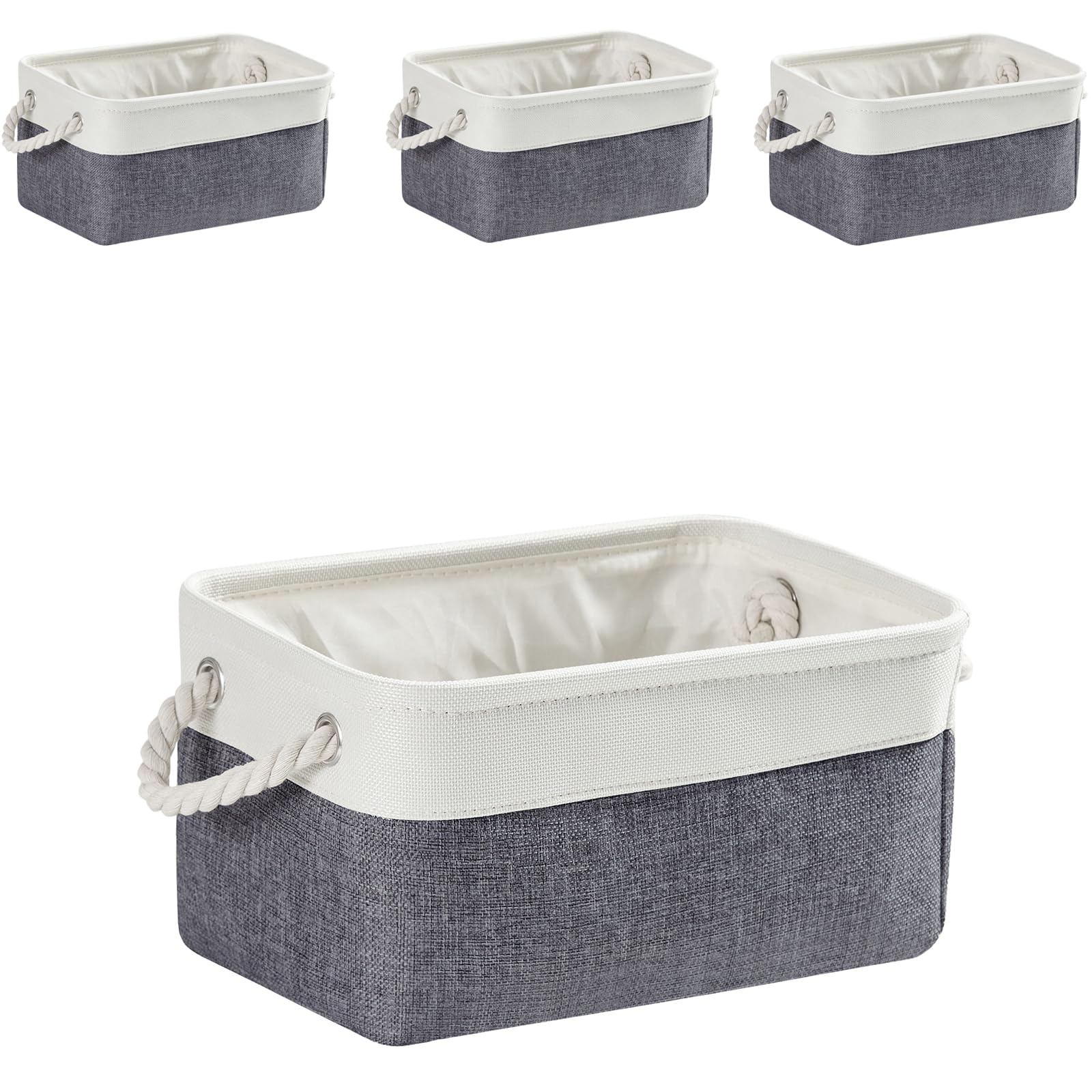 Mangata Canvas Storage Box set of 4, Foldable Fabric Storage Baskets ...