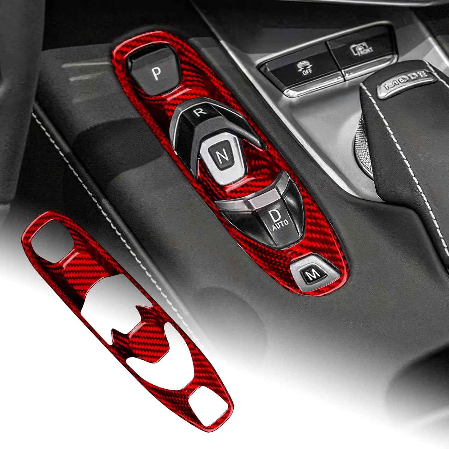 Amazon.com: AIRSPEED for C8 Car Gear Shift Panel Cover Sticker Real ...