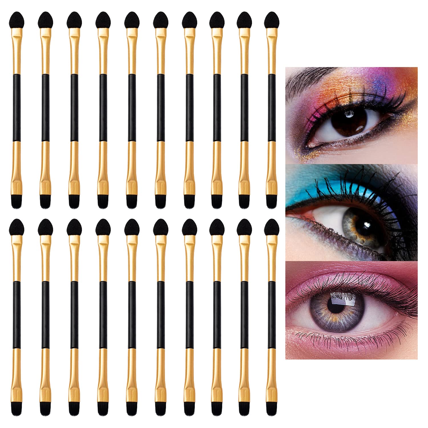 Eyeshadow Brushes, 20 PCS Double-Ended Eyeshadow Applicators Long ...
