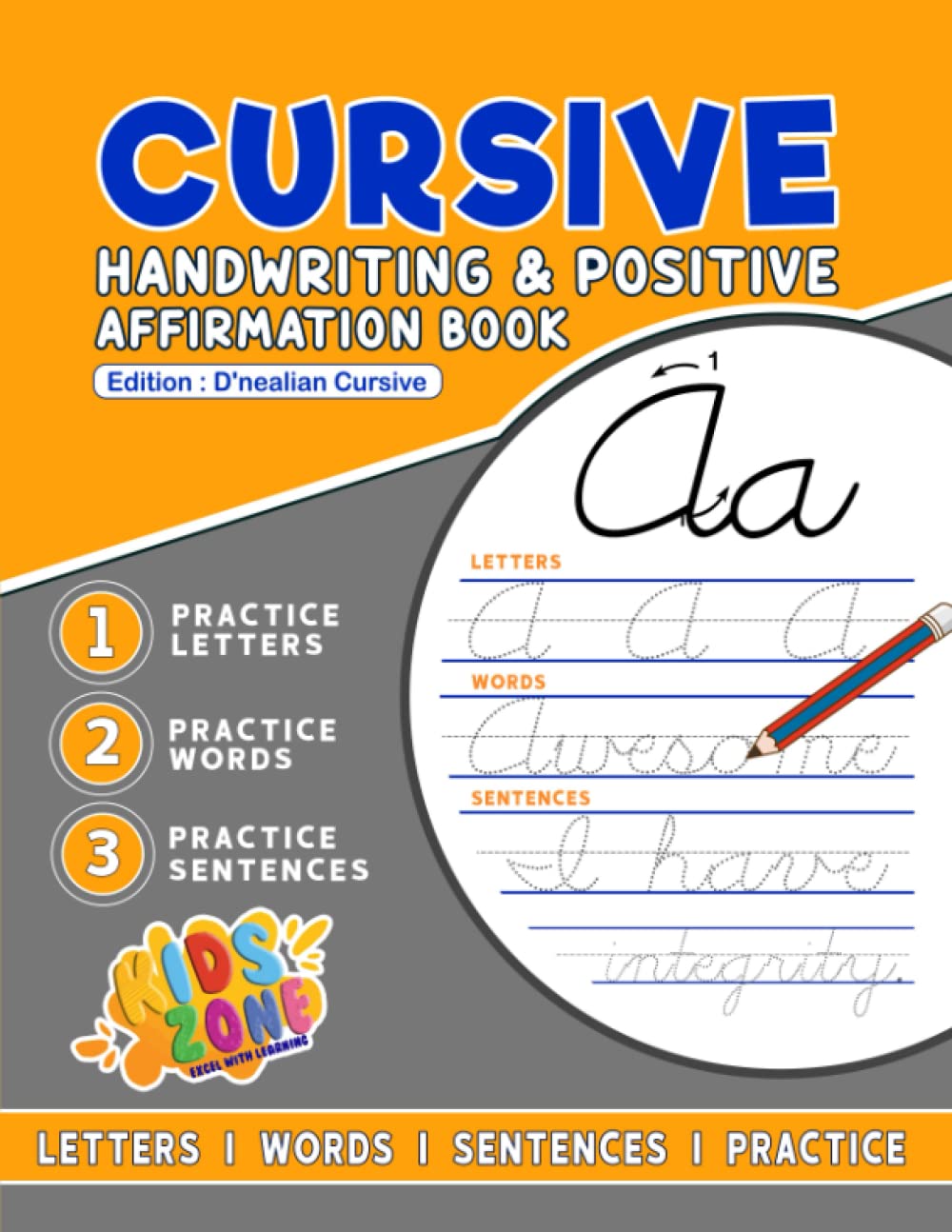 Cursive Handwriting and Positive Affirmation Book: Kids Zone Excel with ...