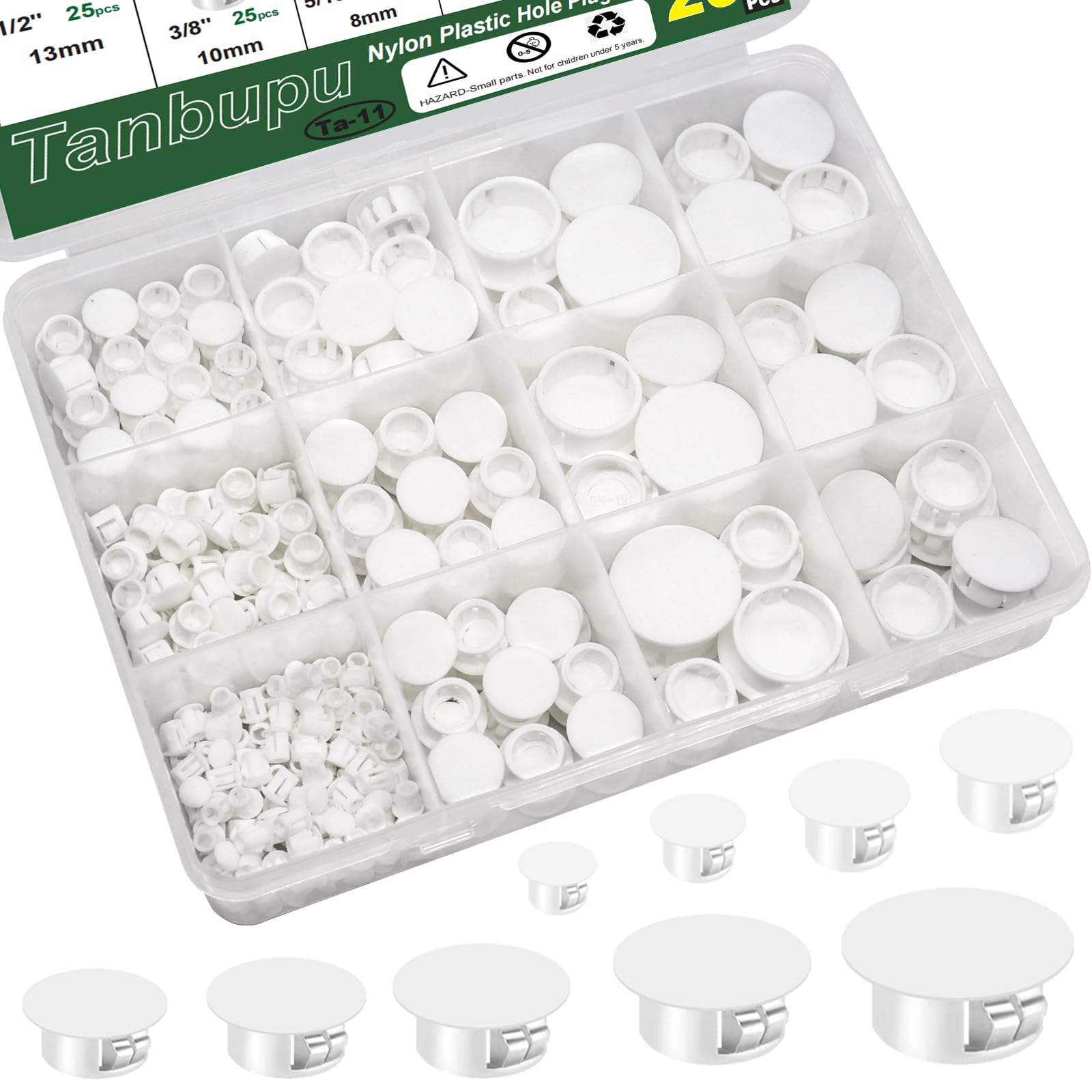 Amazon.com: Tanbupu 200Pcs 9 Sizes Nylon Plastic Hole Plugs 1/5" 1/4" 5 ...