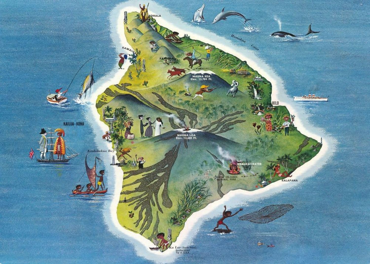 Amazon.com: 1000 Piece Puzzle-Map|The Island of Hawaii. 1968|Vintage ...