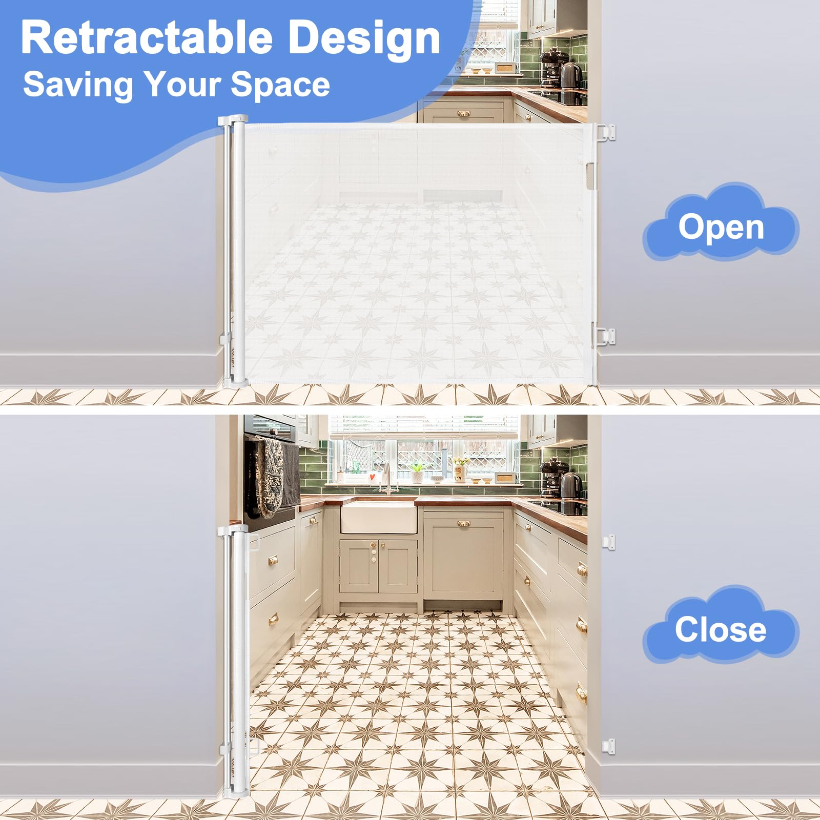 Snapklik.com : Extra Tall Retractable Baby & Dog Gates