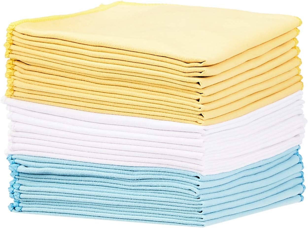 Amazon Basics Blue, Yellow and White Suede Cleaning Cloth, 24-Pack ...