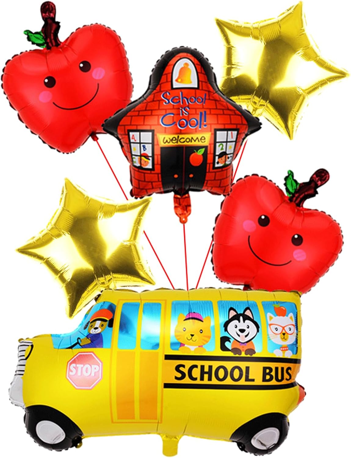 Amazon.com: Back to School Foil Balloons,6pcs School Balloon,School Bus ...